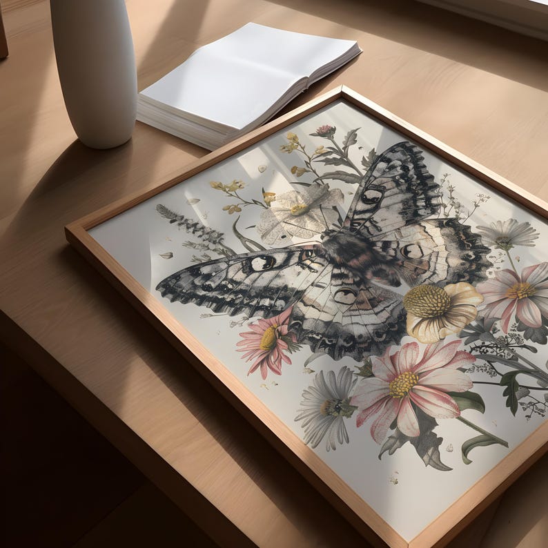 Dark Academia Decor Moth Art Print ONLY for Room Decor, Weirdcore Wall ...