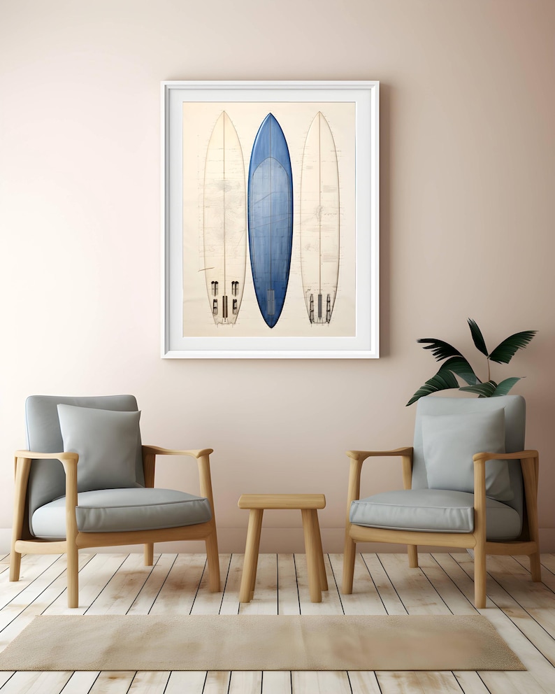 Framed Surfboard Wall Art, Coastal Wall Art, Beachy Wall Art, Vintage ...