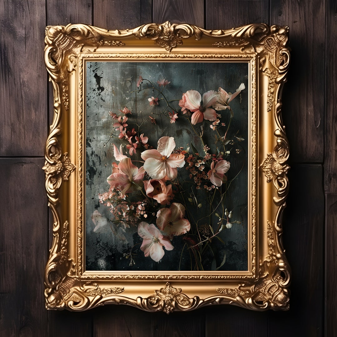 Gothic Botanical Art Prints, Dark Cottagecore Decor, Pressed Flowers ...