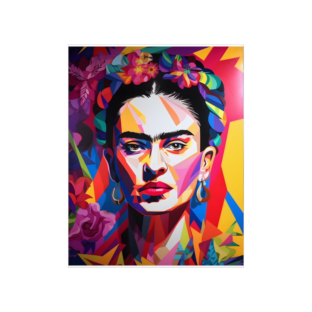 Vibrant Frida Kahlo Portrait Print Floral Wall Art Decor, Timeless ...
