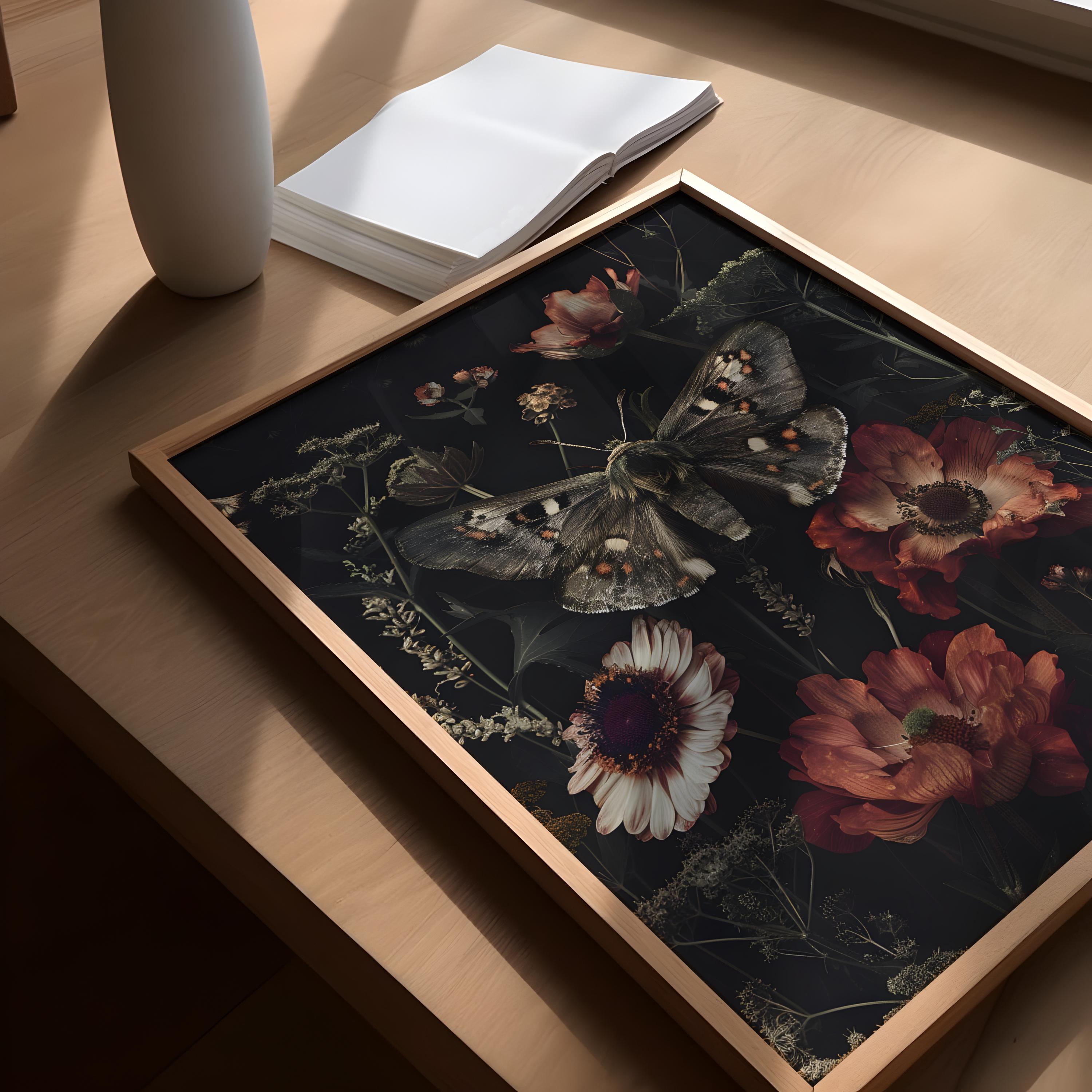 Dark Academia Decor Moth Art Print for Room Decor, Weirdcore Wall Art ...