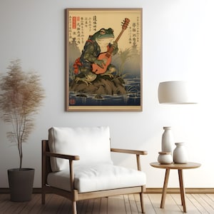 Vintage Frog Woodblock Poster, Ukiyo-e Frog Print, Japanese Frog Print ...