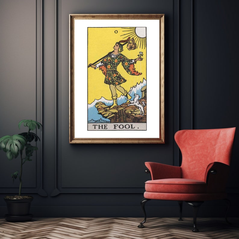 The Fool Tarot Card Poster Print for Room Decor Vintage Tarot Card Art ...