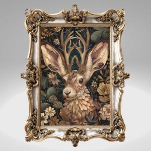 Jackalope Art Print, Dark Academia Animal Wall Art, Magical Woodland ...