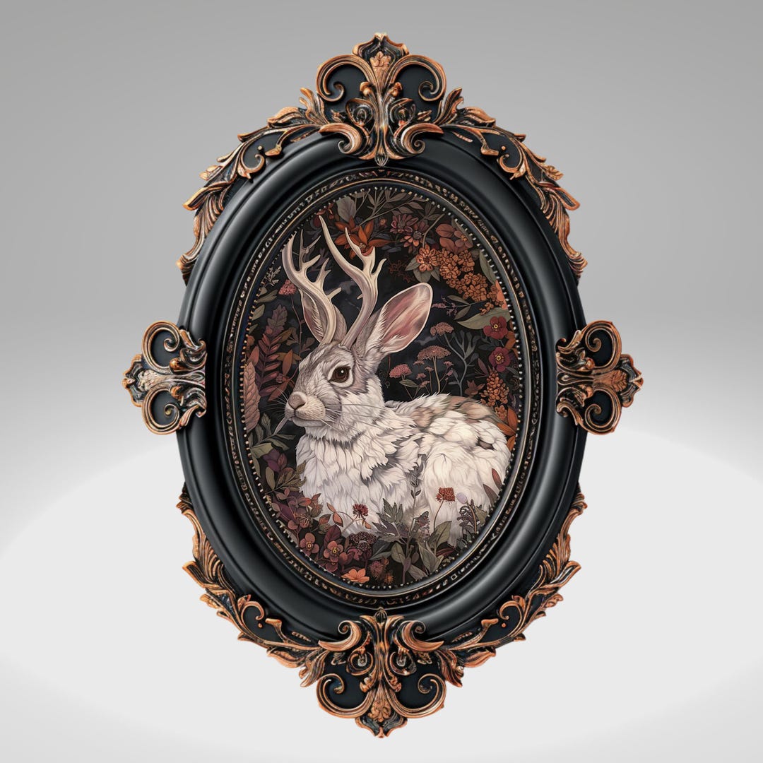 Jackalope Art Print, Dark Academia Animal Wall Art, Magical Woodland ...