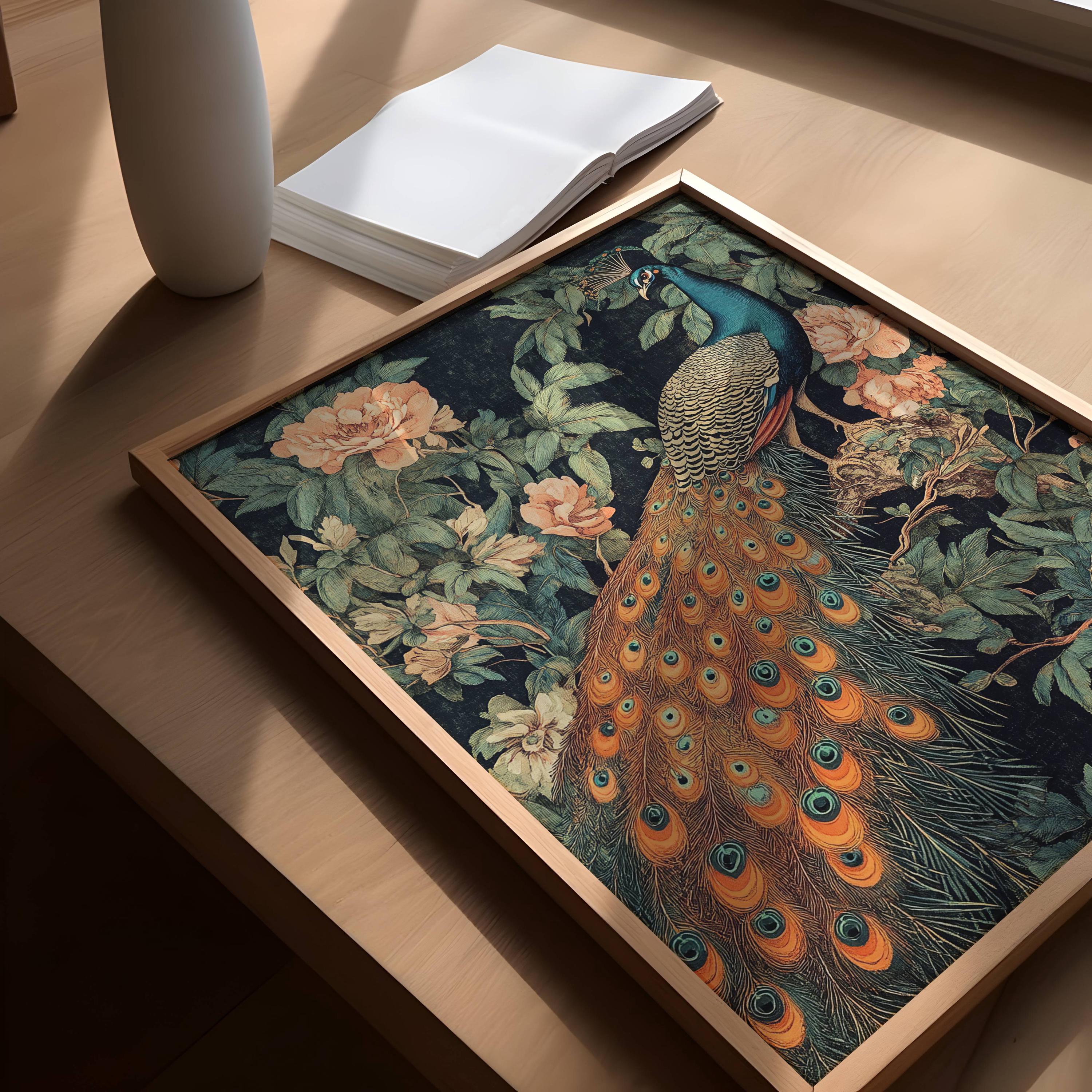 William Morris Inspired Peacock Art Print, Cottagecore Decor ...