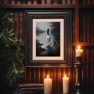 Walking Into the Lake, DIGITAL DOWNLOAD, Vintage Gothic Wall Art Print ...