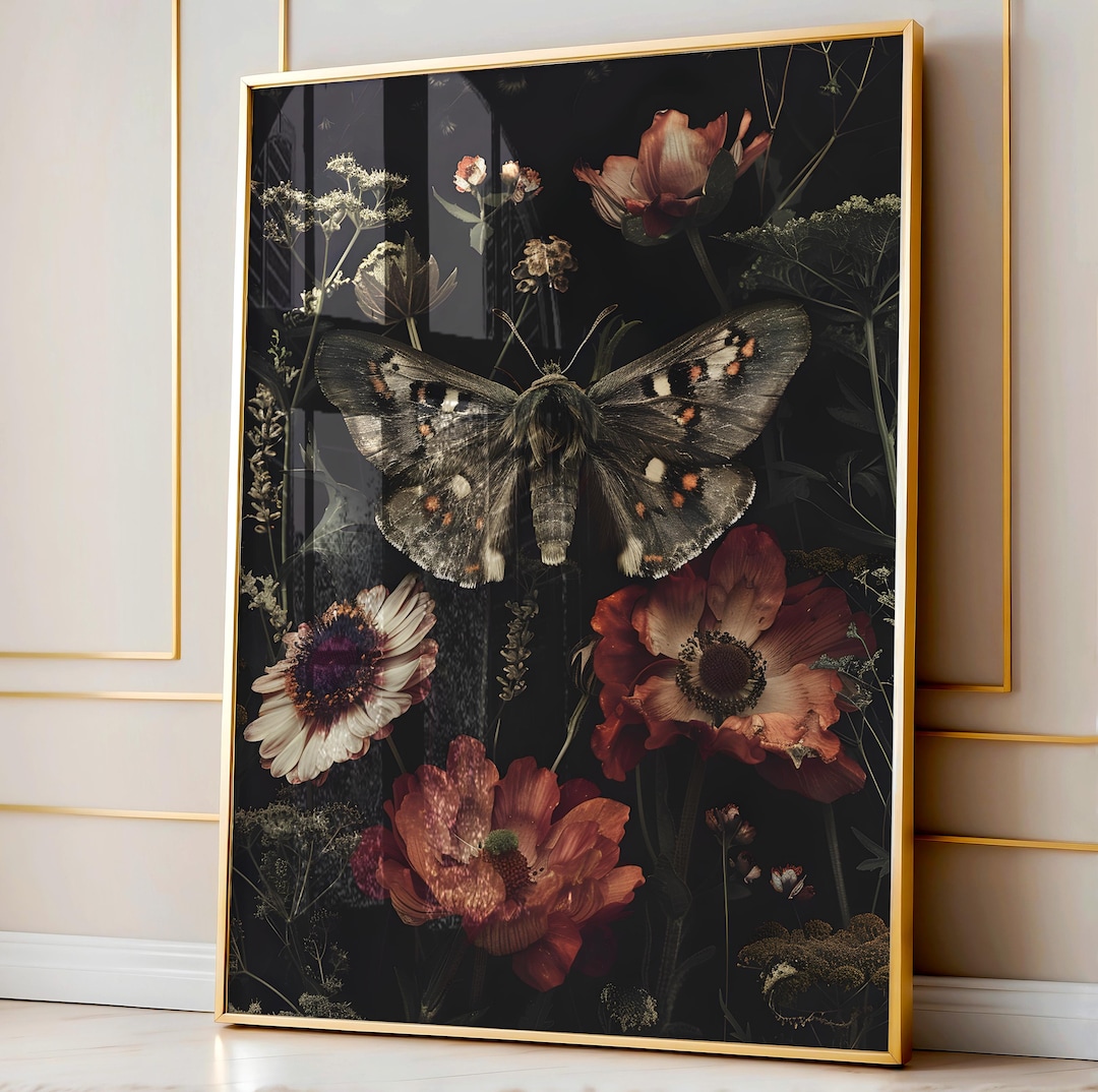 Dark Academia Decor Moth Art Print for Room Decor, Weirdcore Wall Art ...
