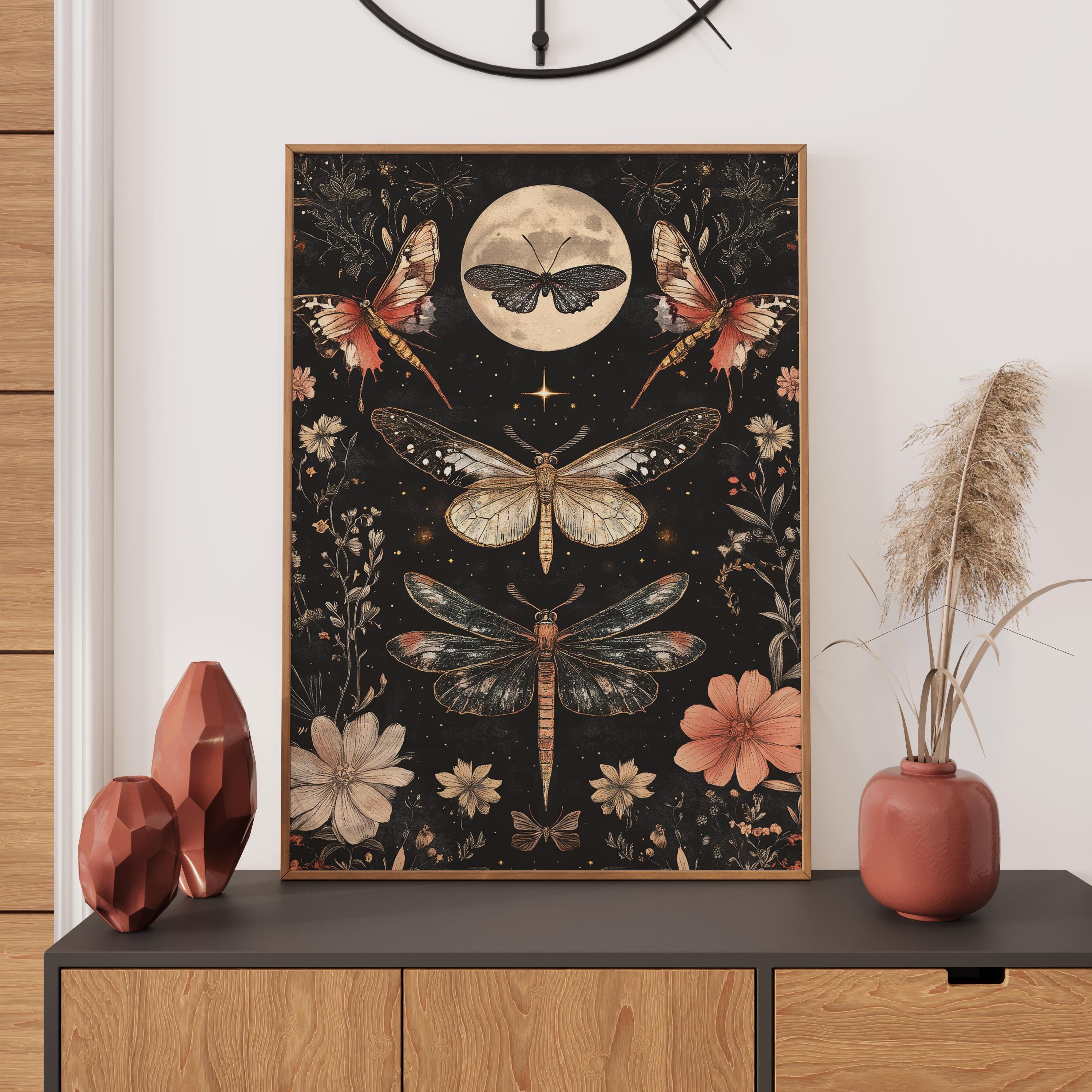 Dark Academia Decor Moth Art Print for Room Decor, Weirdcore Wall Art ...