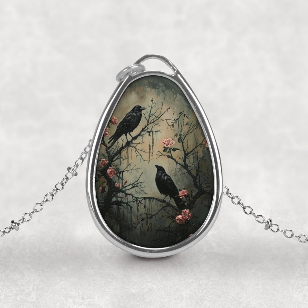 Dark Academia, Gothic Necklace, Raven Crow Moody Cottagecore, Goth ...