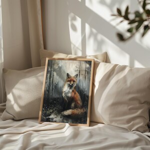 Fox in the Forest Print, Vintage Nature Forest Print Cottage Core ...