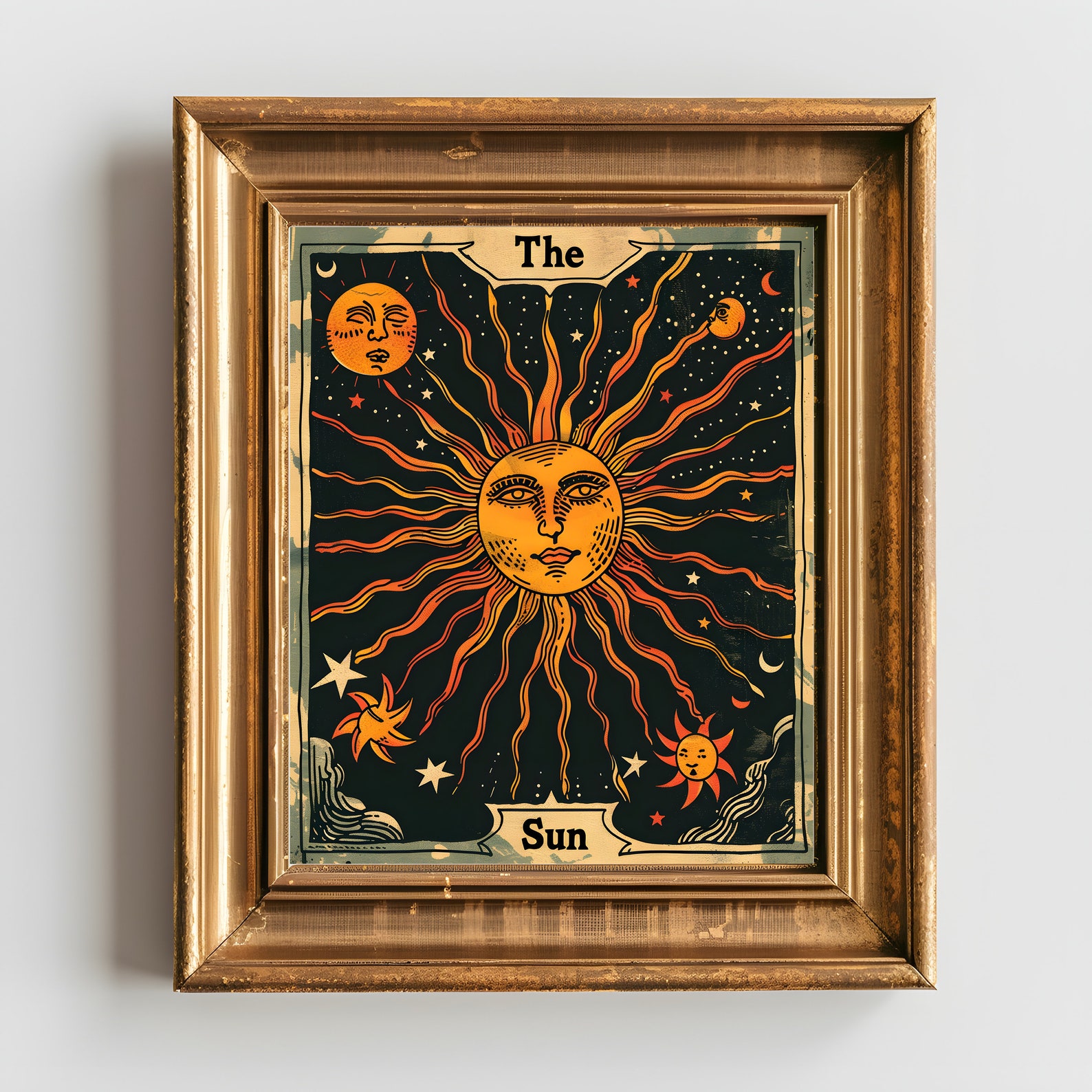 Tarot Card Vintage Weirdcore Decor the Sun Tarot Card Classic Tarot ...