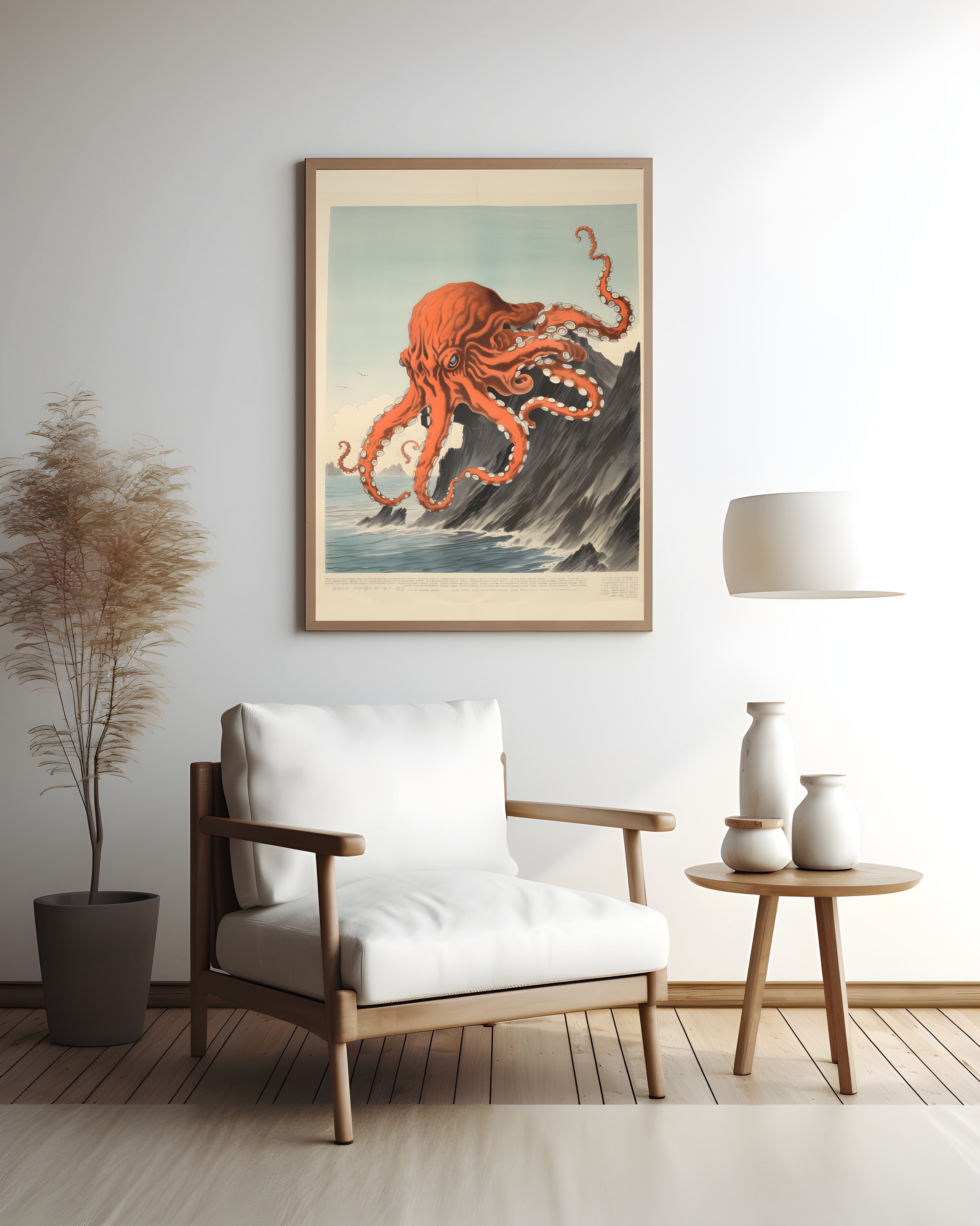 Vintage Octopus Woodblock Poster, Ukiyo-e Octopus Print, Japanese ...