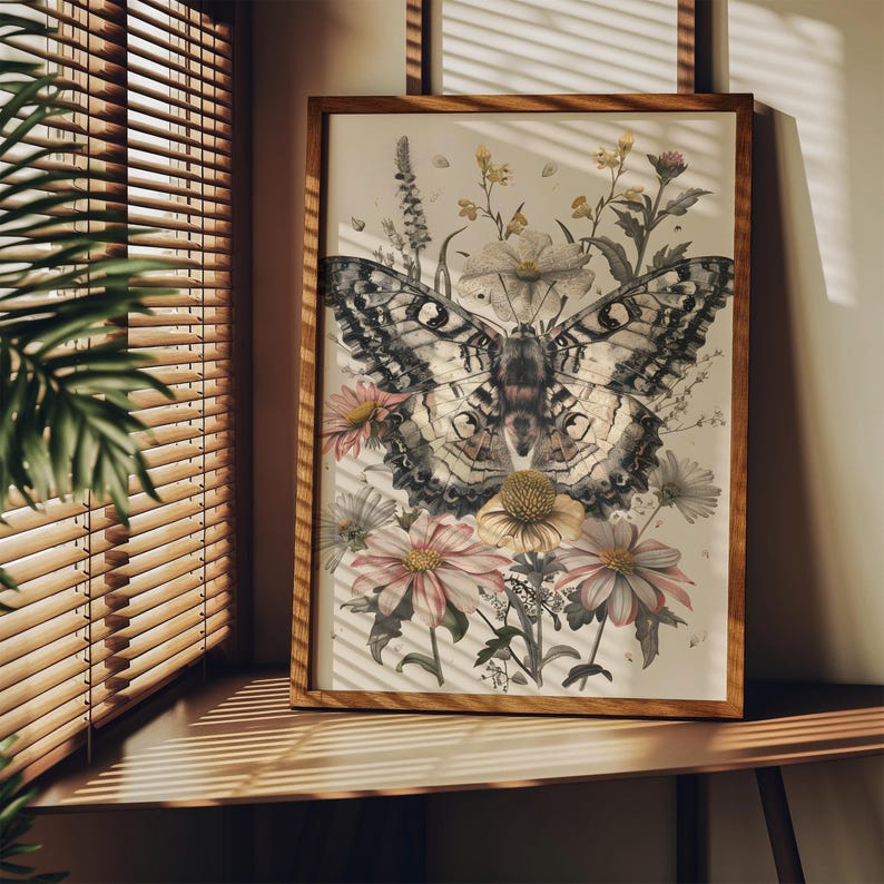 Dark Academia Decor Moth Art Print ONLY for Room Decor, Weirdcore Wall ...