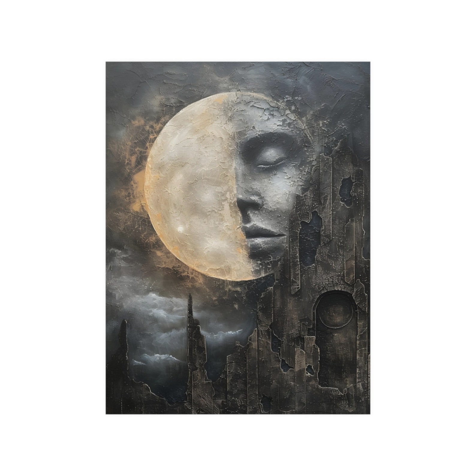 Enchanting Celestial Moon Art Print for Room Decor Vintage-inspired ...