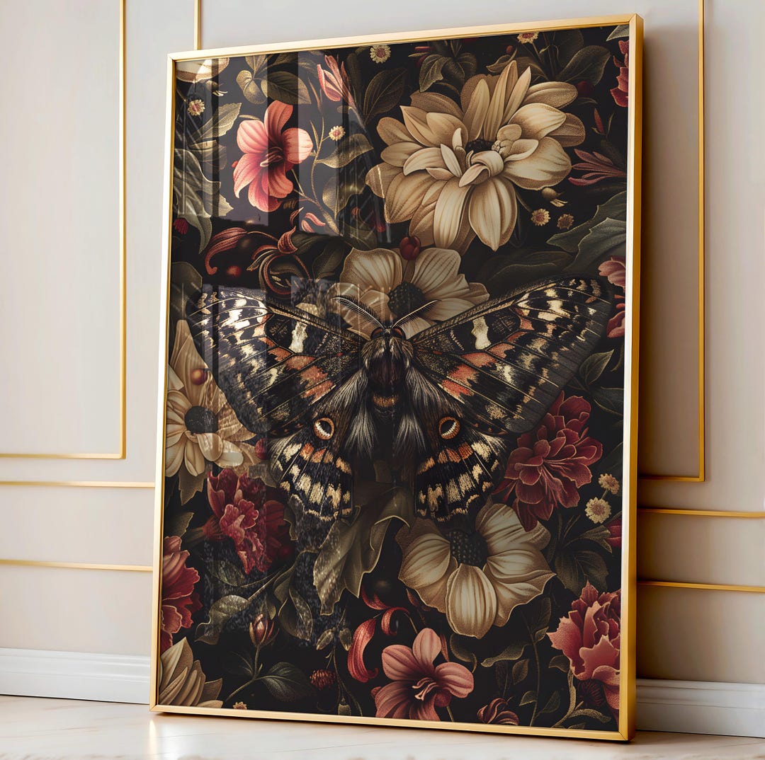 Dark Academia Decor Moth Art Print for Room Decor, Weirdcore Wall Art ...