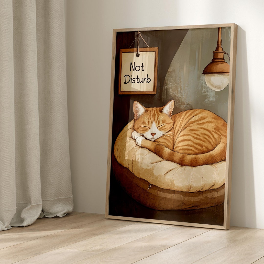 Vintage Cute Cat Print, Cat Poster, Orange Cat Art, Kittens Print ...