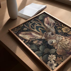 Jackalope Art Print, Dark Academia Animal Wall Art, Magical Woodland ...