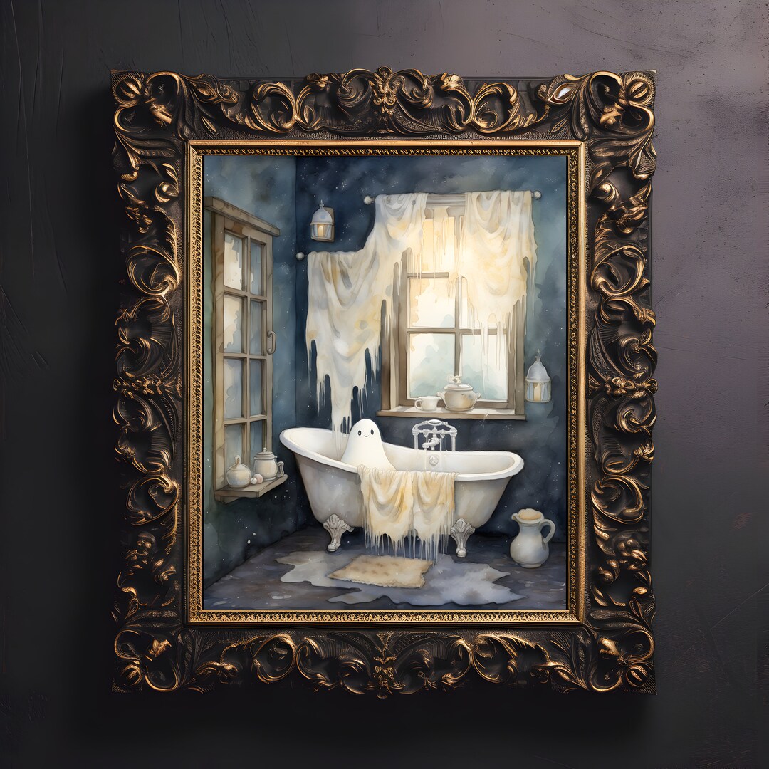 Ghost in Bathtub, Bubble Bath Ghost, Vintage Poster, Art Poster Print ...