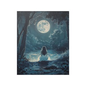 Dark Academia Autumn Full Moon Gothic Dark Forest Art Print ...