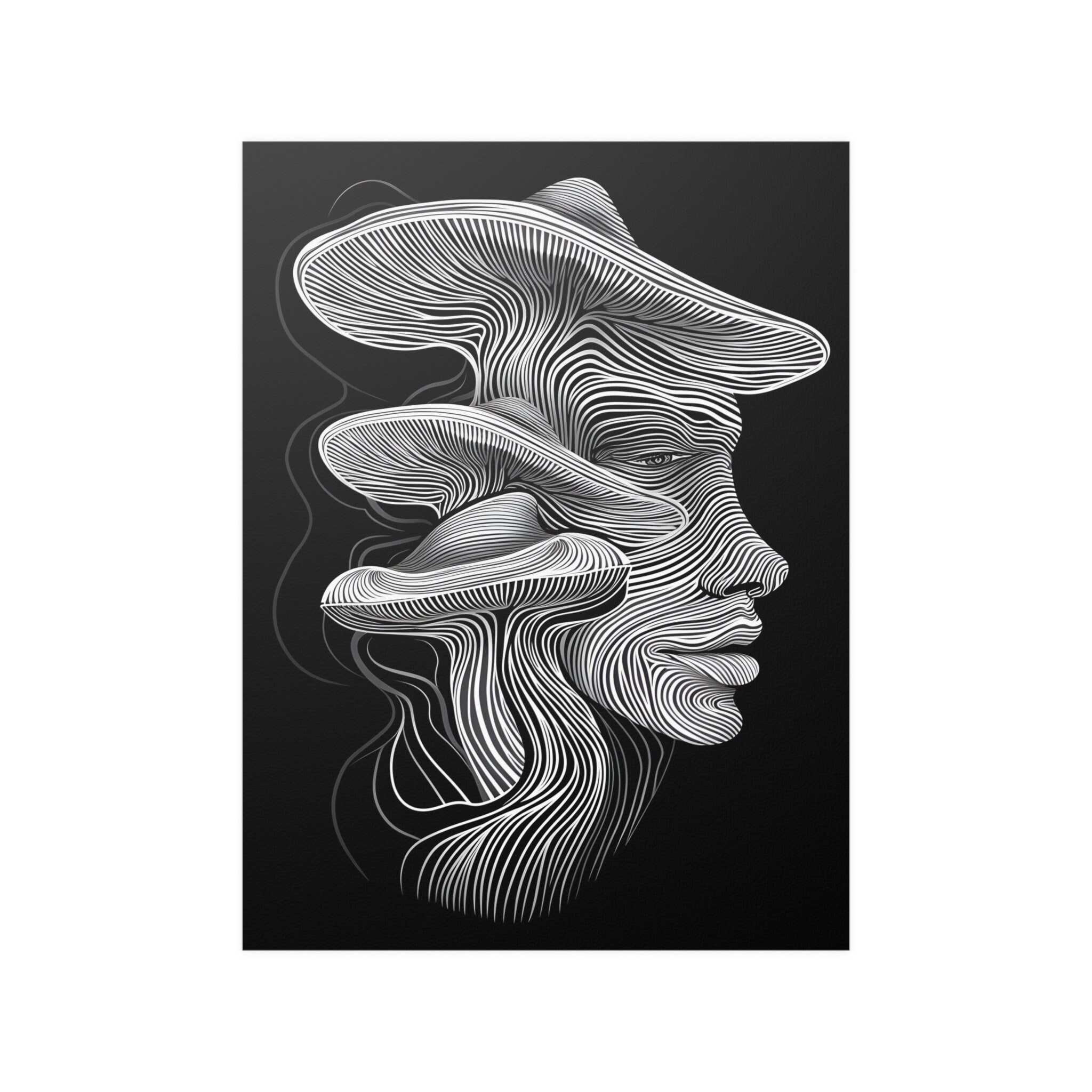 Fantasy Cottagecore Decor Creepy Mushroom Line Art for Cottagecore ...