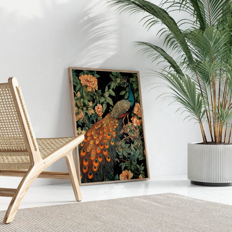 William Morris Inspired Peacock Art Print, Cottagecore Decor ...