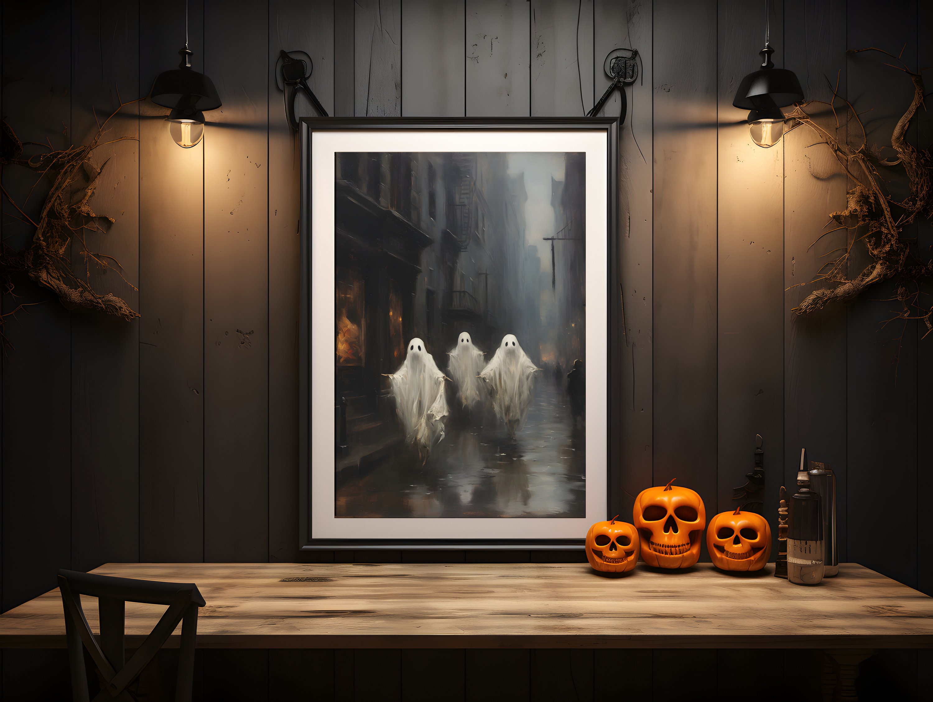 Ghosts Walking on the Street Poster, Sheeted Ghost Print, Cute Little ...