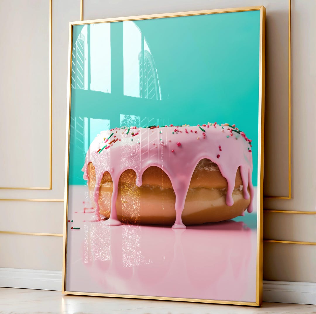 Glossy Glazed Donut Pop Art - Dripping Icing Wall Decor Print, Colorful ...