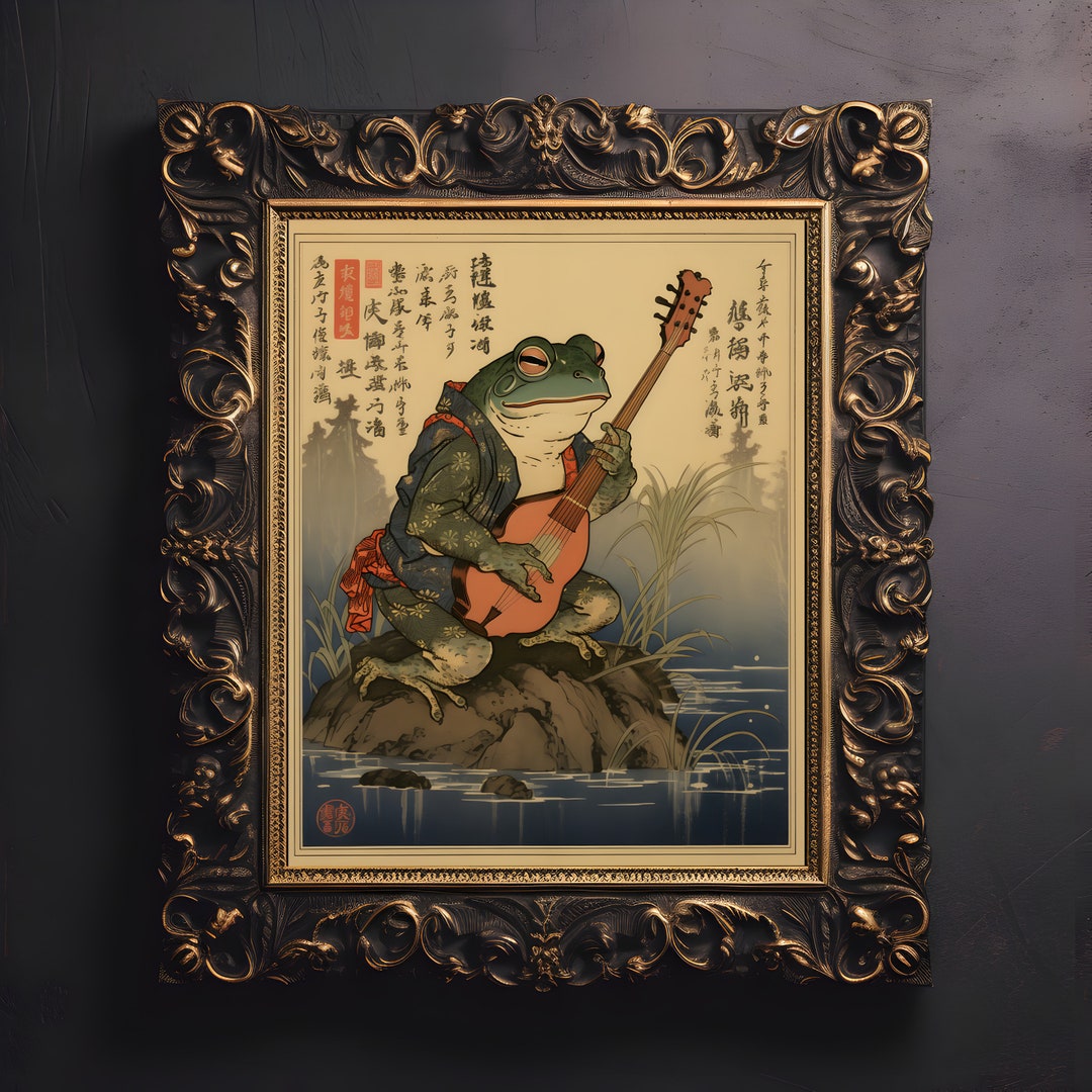 Vintage Frog Woodblock Poster, Ukiyo-e Frog Print, Japanese Frog Print ...