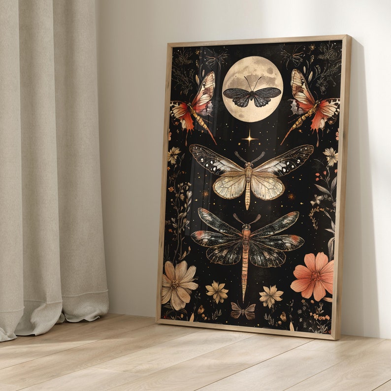 Dark Academia Decor Moth Art Print for Room Decor, Weirdcore Wall Art ...