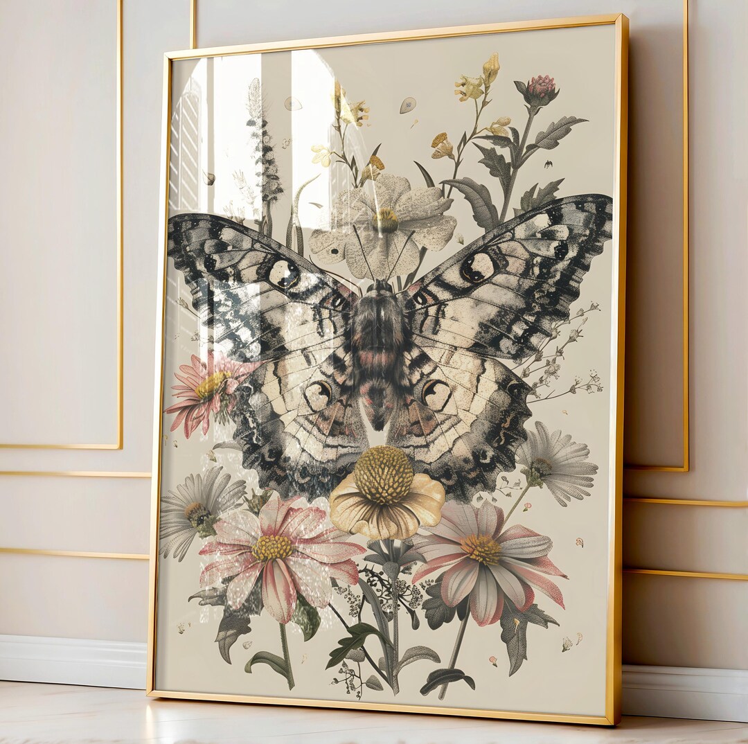 Dark Academia Decor Moth Art Print ONLY for Room Decor, Weirdcore Wall ...