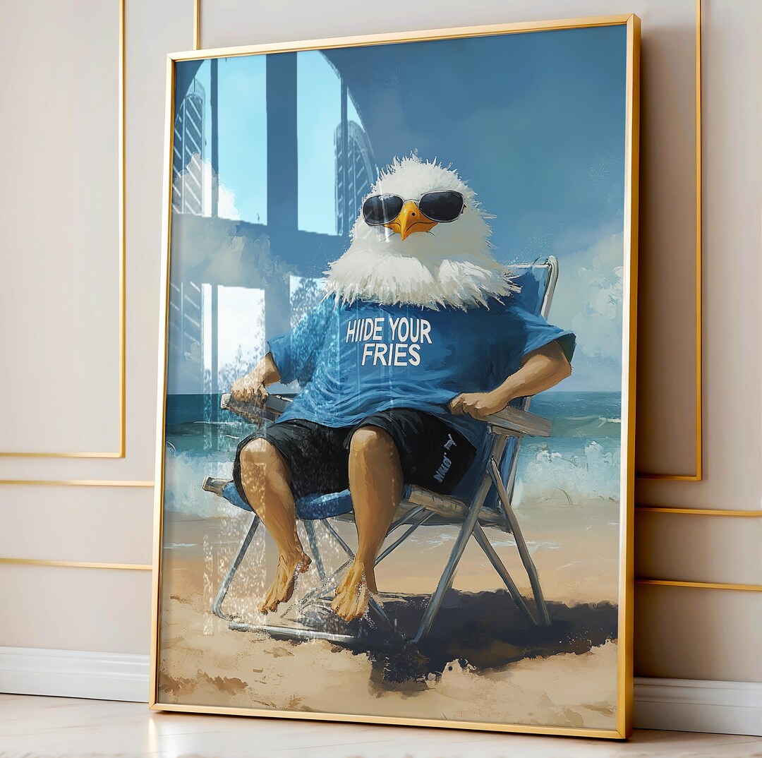 Coastal Beach Wall Art, Funny Seagull "hide Your Fries" Art Print ...