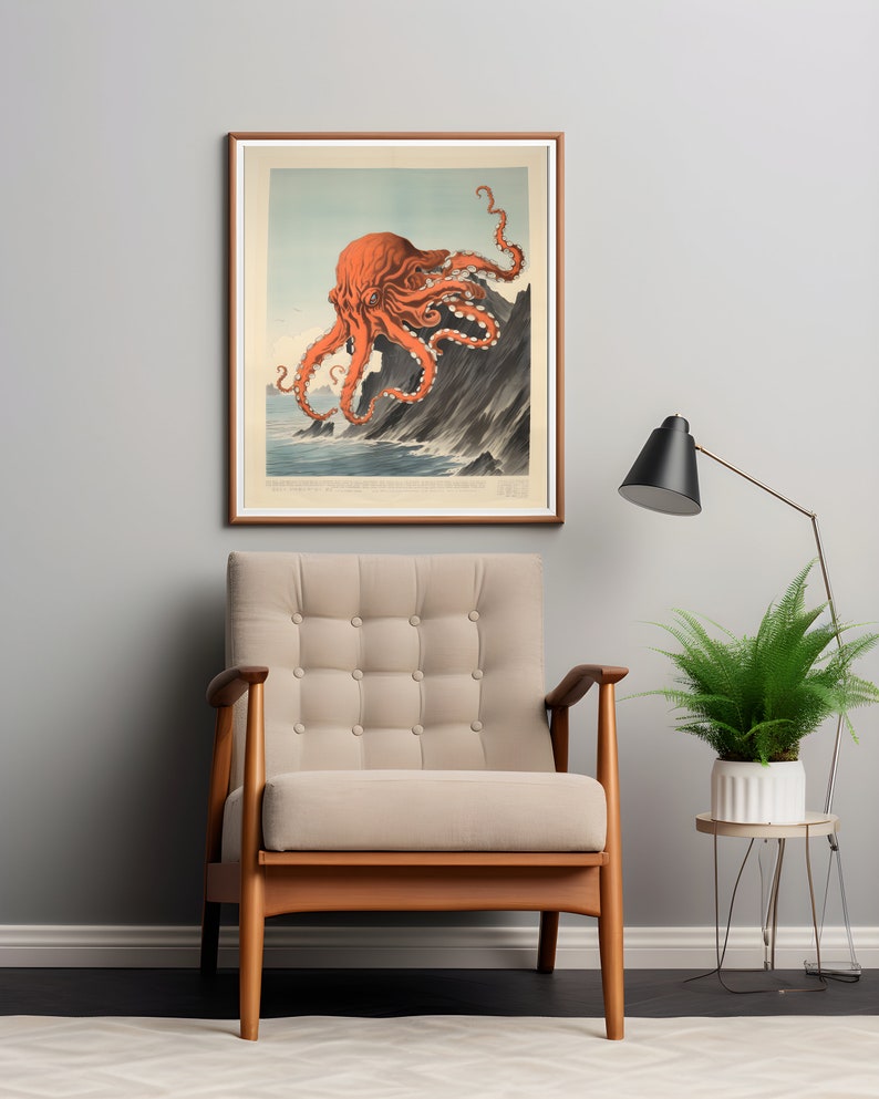 Vintage Octopus Woodblock Poster, Ukiyo-e Octopus Print, Japanese ...