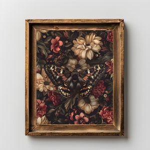 Dark Academia Decor Moth Art Print for Room Decor, Weirdcore Wall Art ...