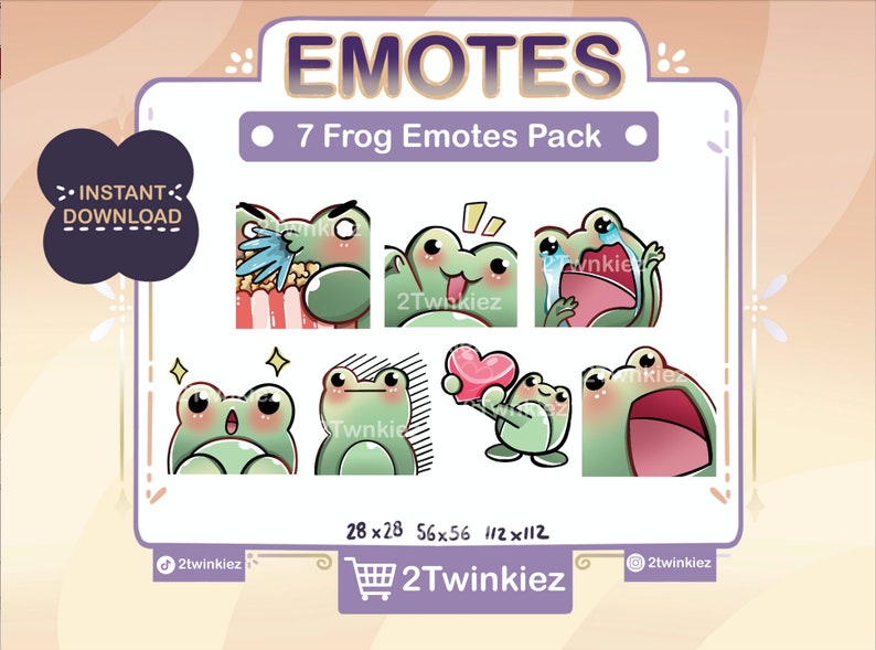 Kawaii Frog Emote Bundle / 7 Emotes / Bundle / 2 Animated Emotes ...