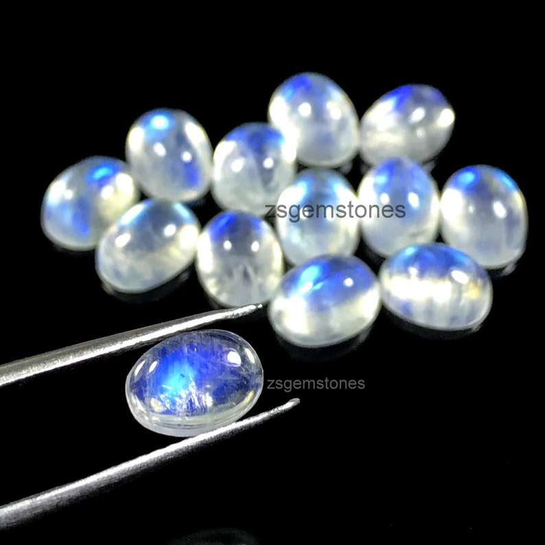 6x8 Mm 7x9mm 8x10 Mm AAA Quality Natural Rainbow Moonstone Oval Shape ...