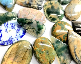 100 Stone Wholesale Lot of Mixed Natural Gemstone Cabochon by Weight ...