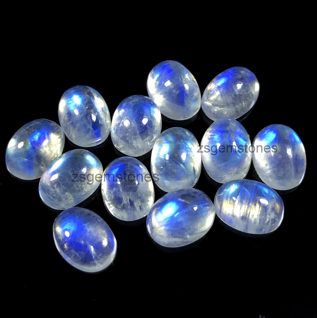 6x8 Mm 7x9mm 8x10 Mm AAA Quality Natural Rainbow Moonstone Oval Shape ...