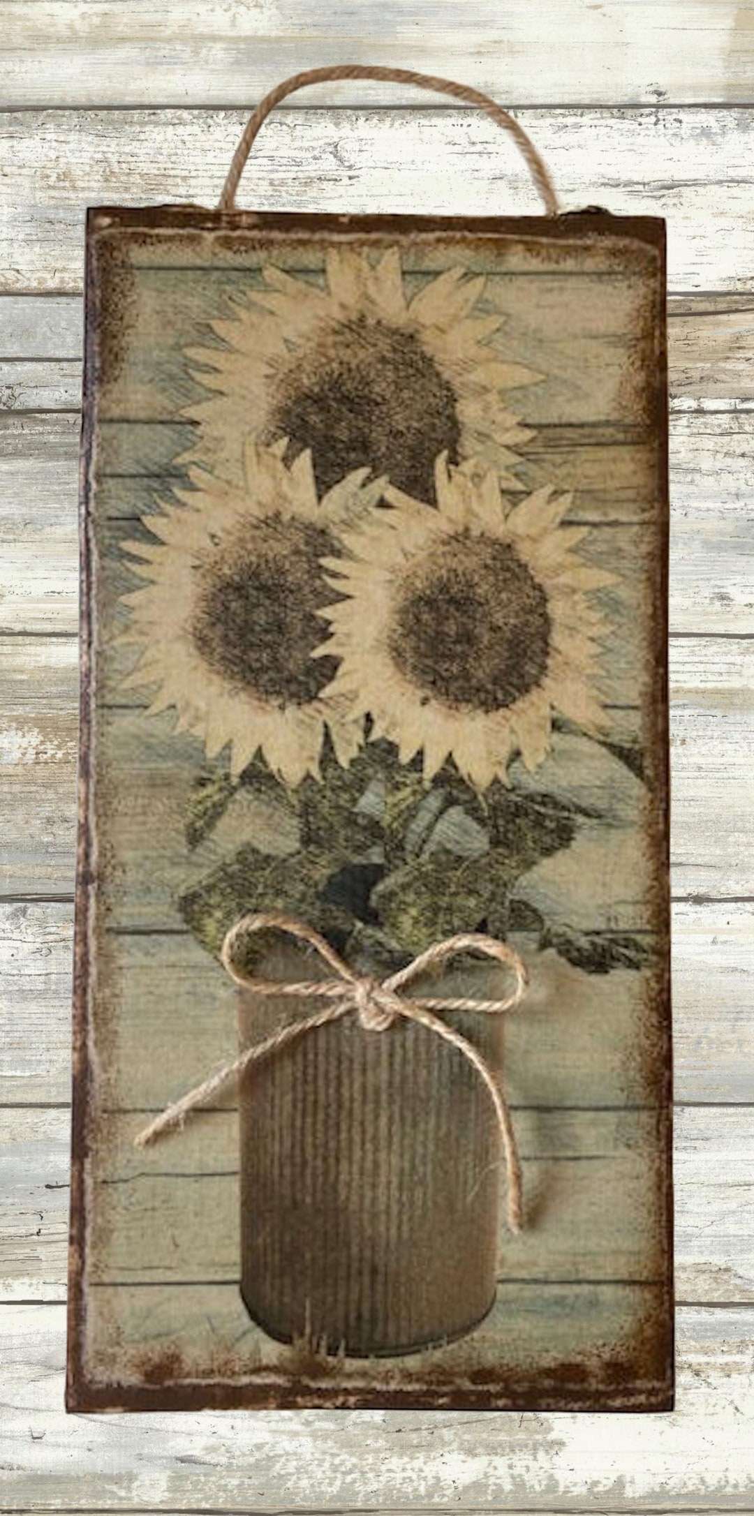 Rustic Sunflower Sign, Primitive Sunflower Plaque, Farmhouse Sunflower ...