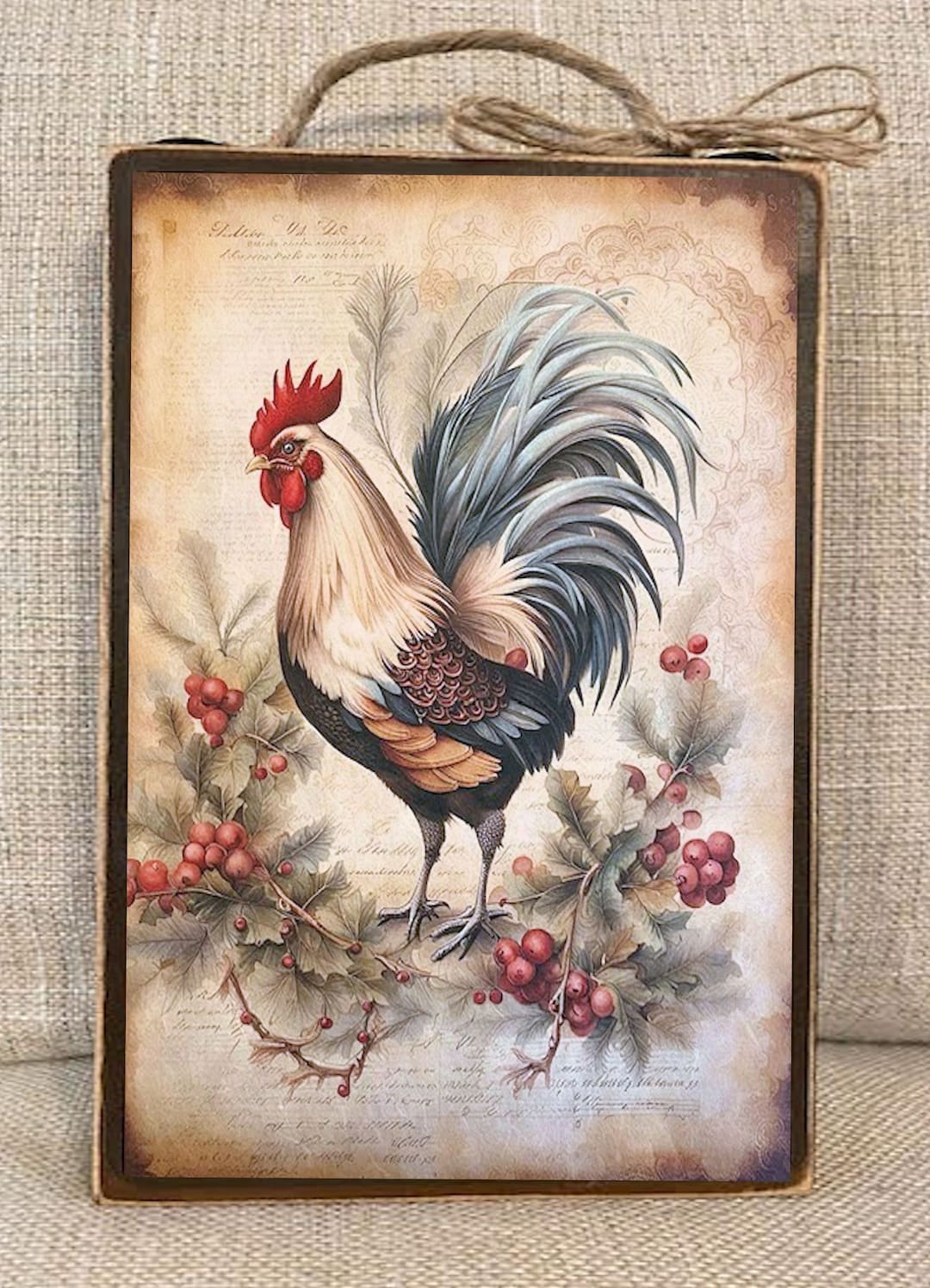 Rooster Plaque, Farmhouse Sign, Rustic Rooster Sign, Rooster Wall Decor ...