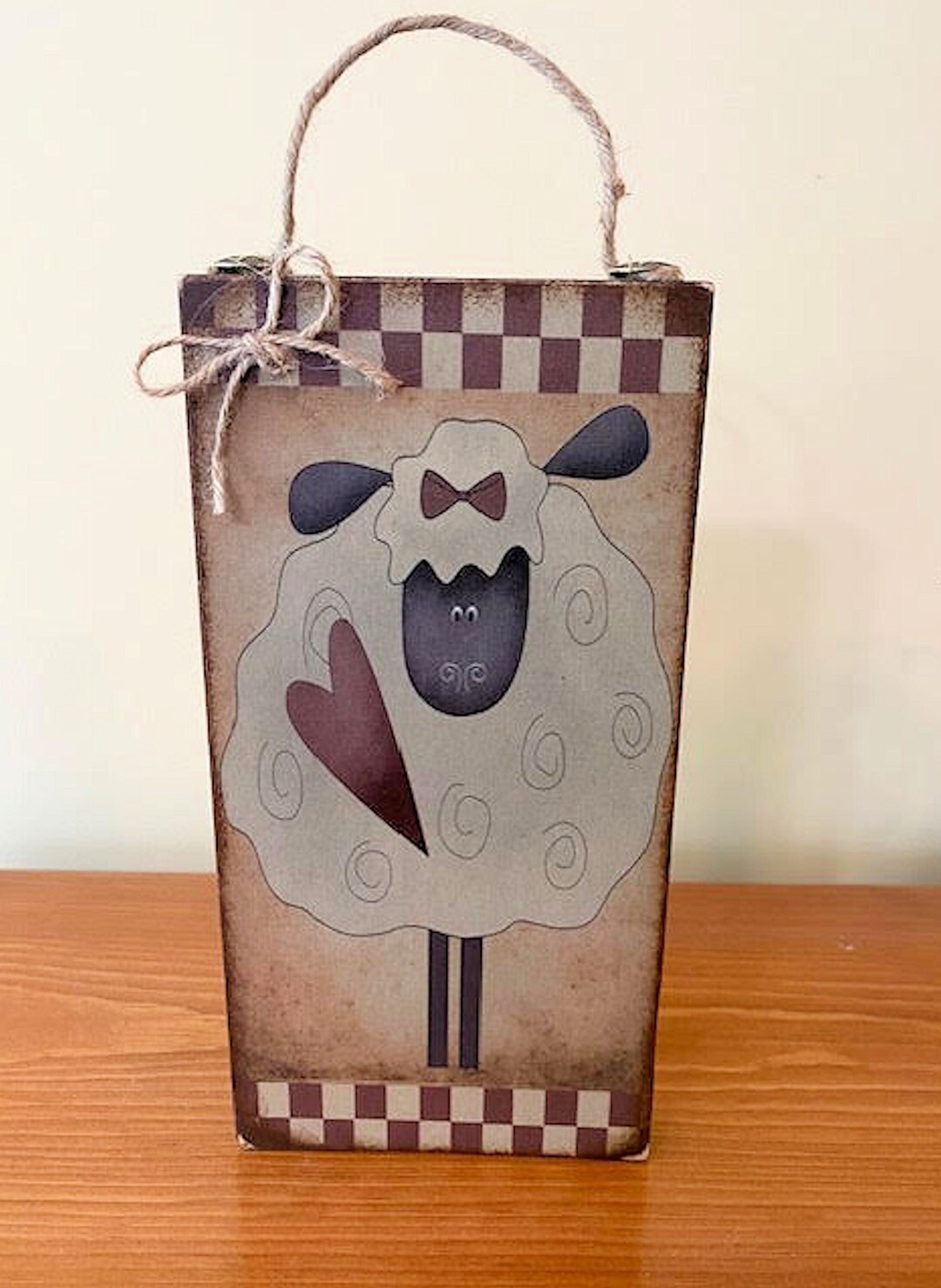 Primitive Sheep Plaque, Sheep Sign, Rustic Wood Plaque, Farmhouse Sign ...