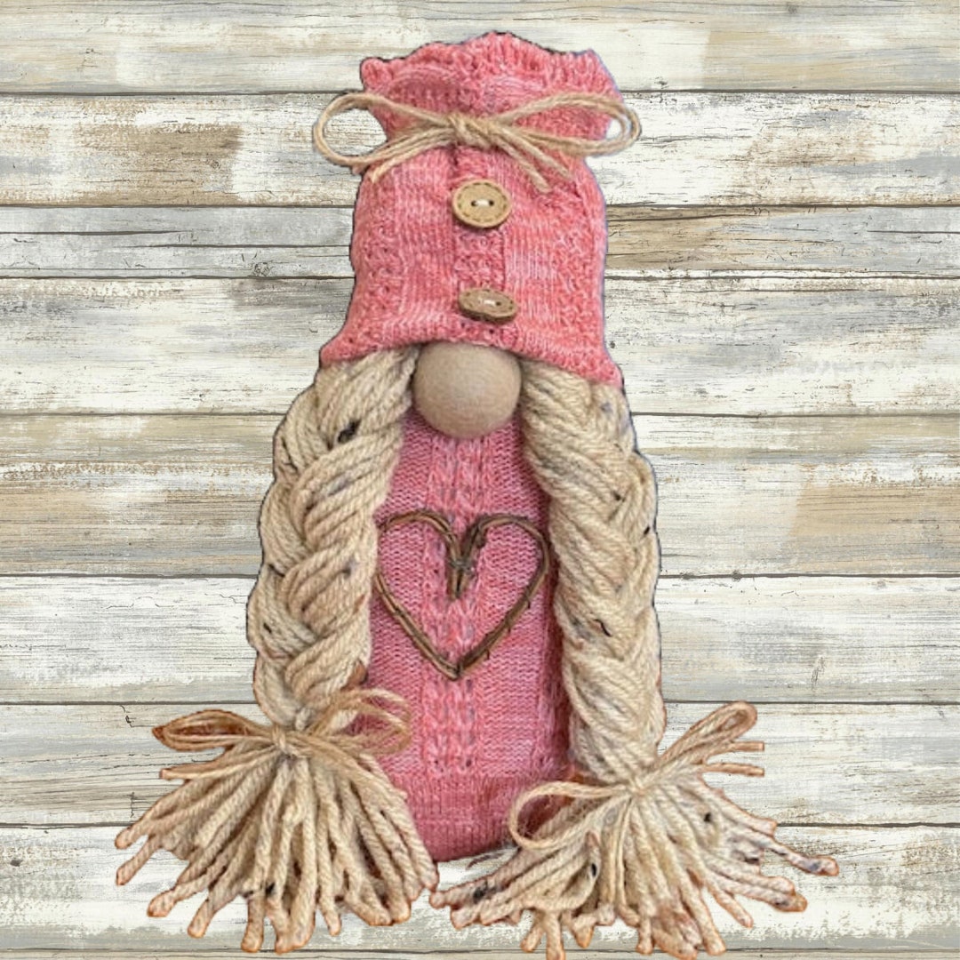 Farmhouse Gnome, Gnome With Braids, Girl Gnome, Heart Gnome, Tier Tray ...