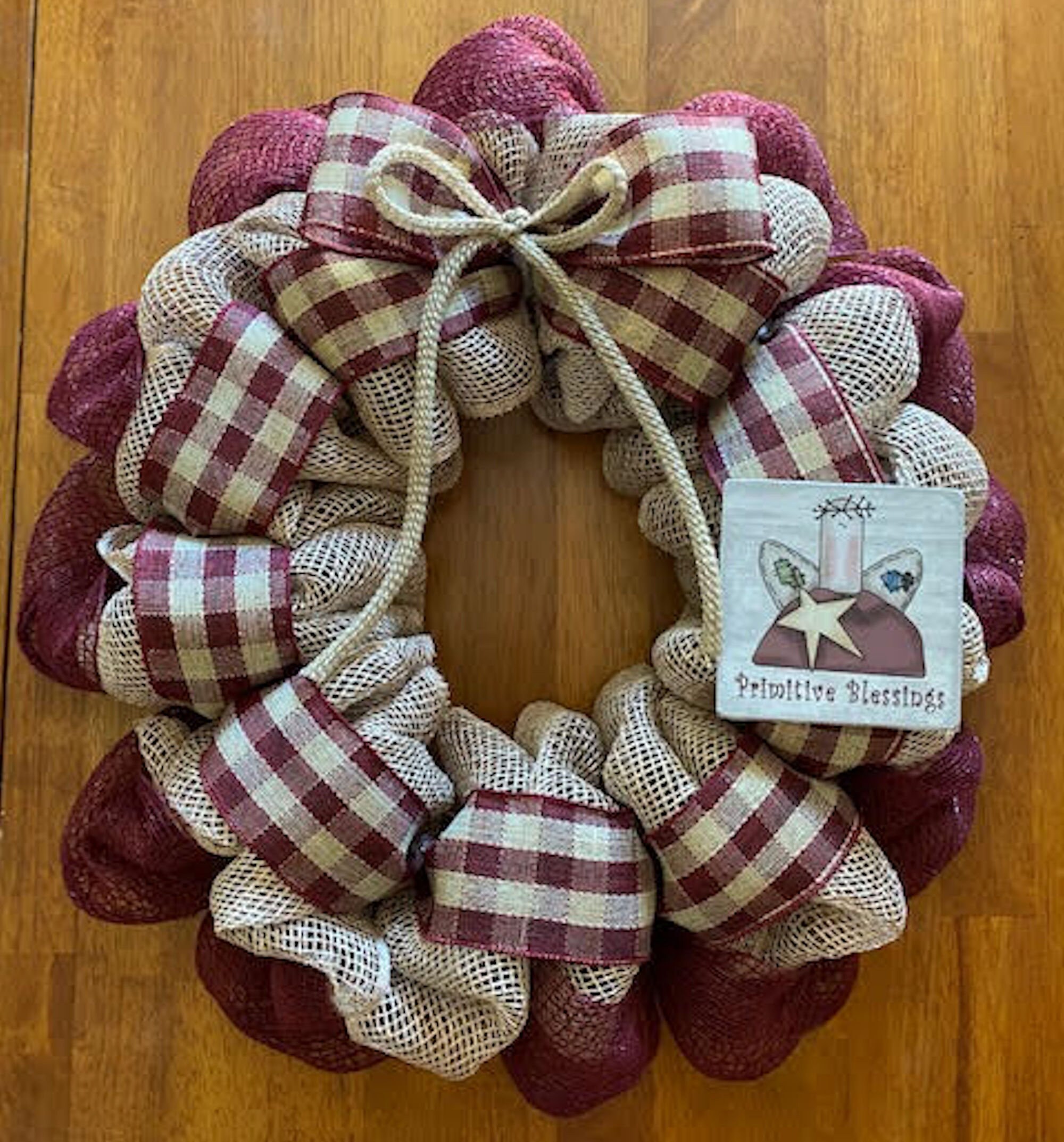 Primitive Blessings Wreath, Farmhouse Wreath, Primitive Wreath, Rustic ...