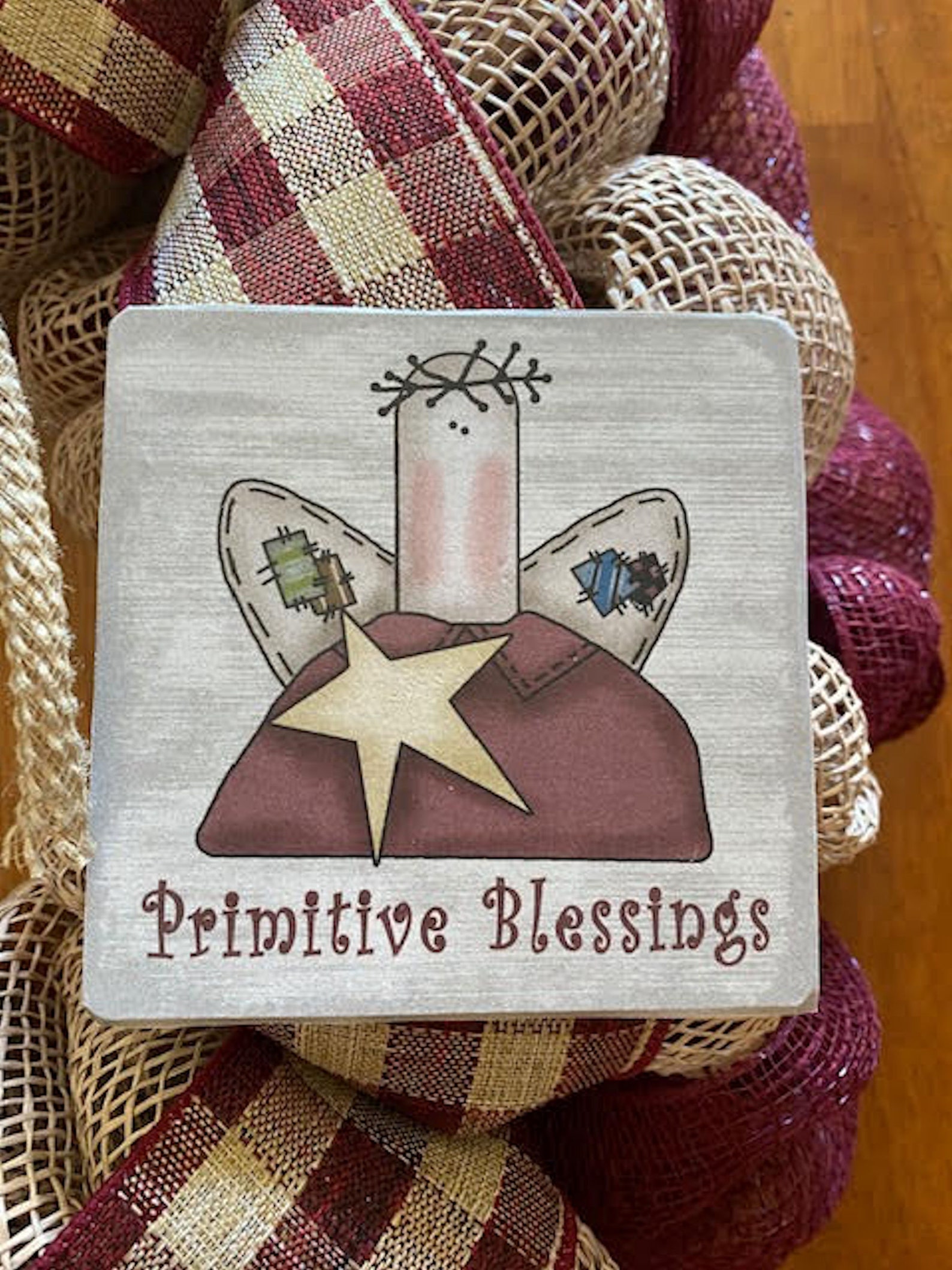 Primitive Blessings Wreath, Farmhouse Wreath, Primitive Wreath, Rustic ...