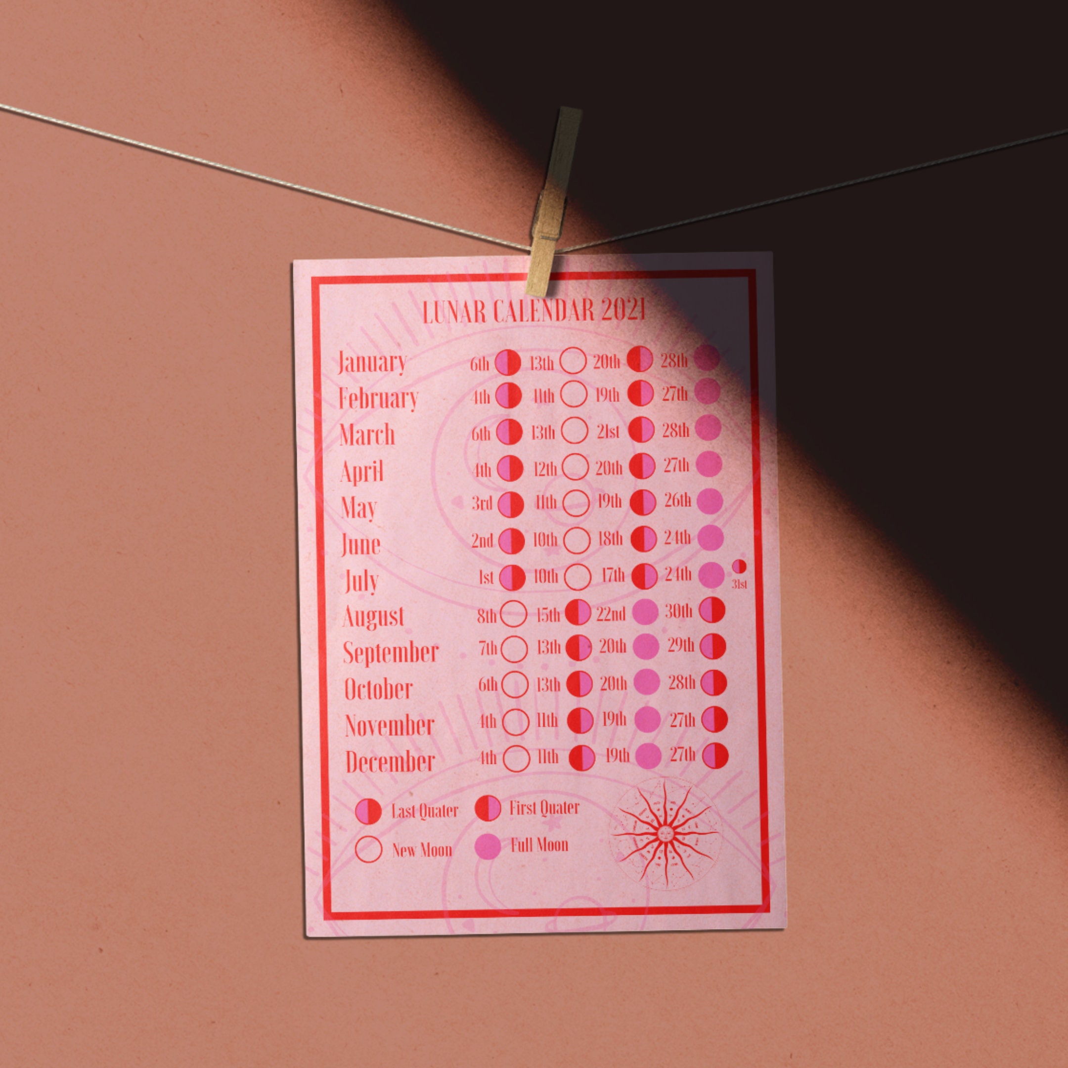 Digital Lunar Calendar 2021, Moon Phase Calendar, Moon Lunar Planner - Etsy