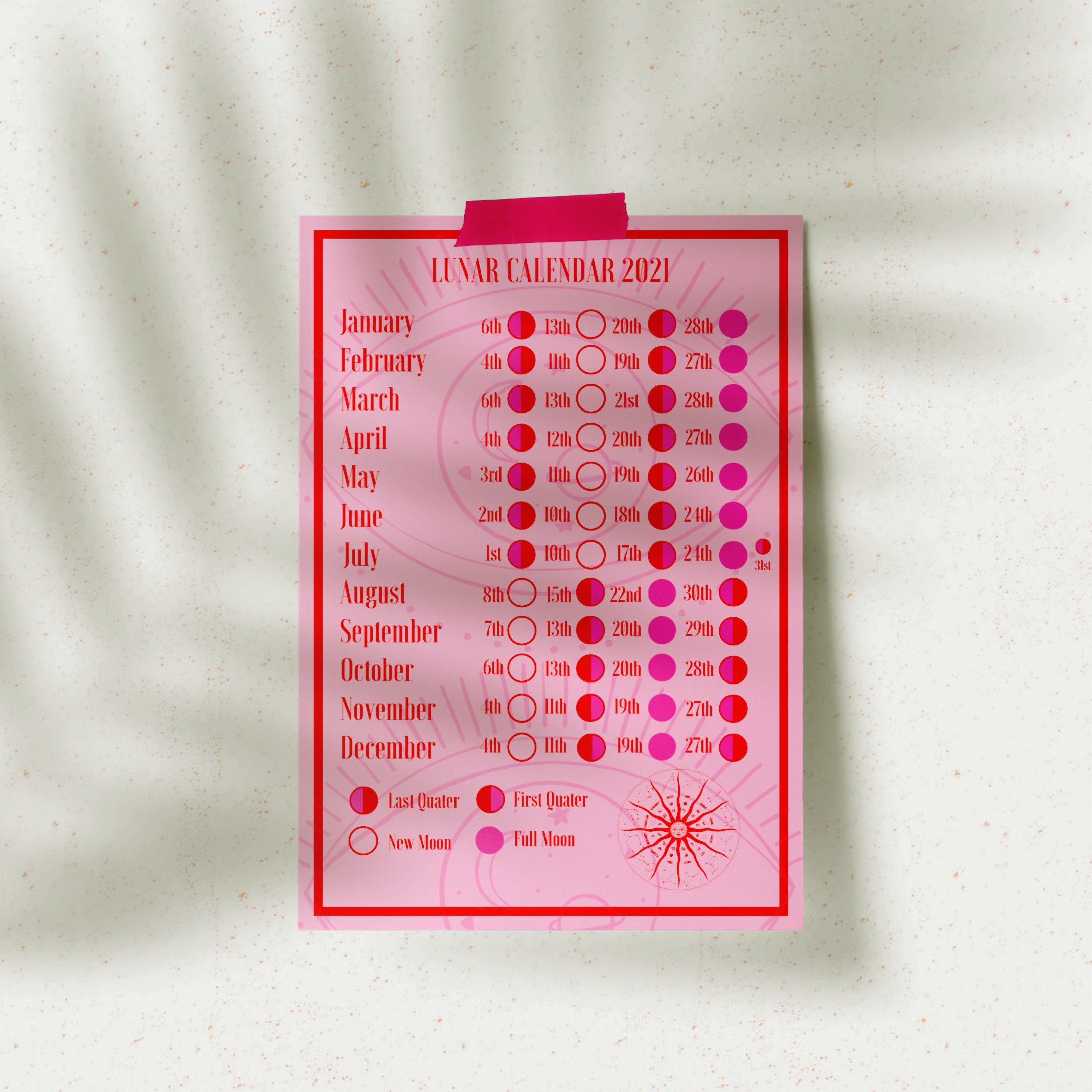 Digital Lunar Calendar 2021, Moon Phase Calendar, Moon Lunar Planner - Etsy