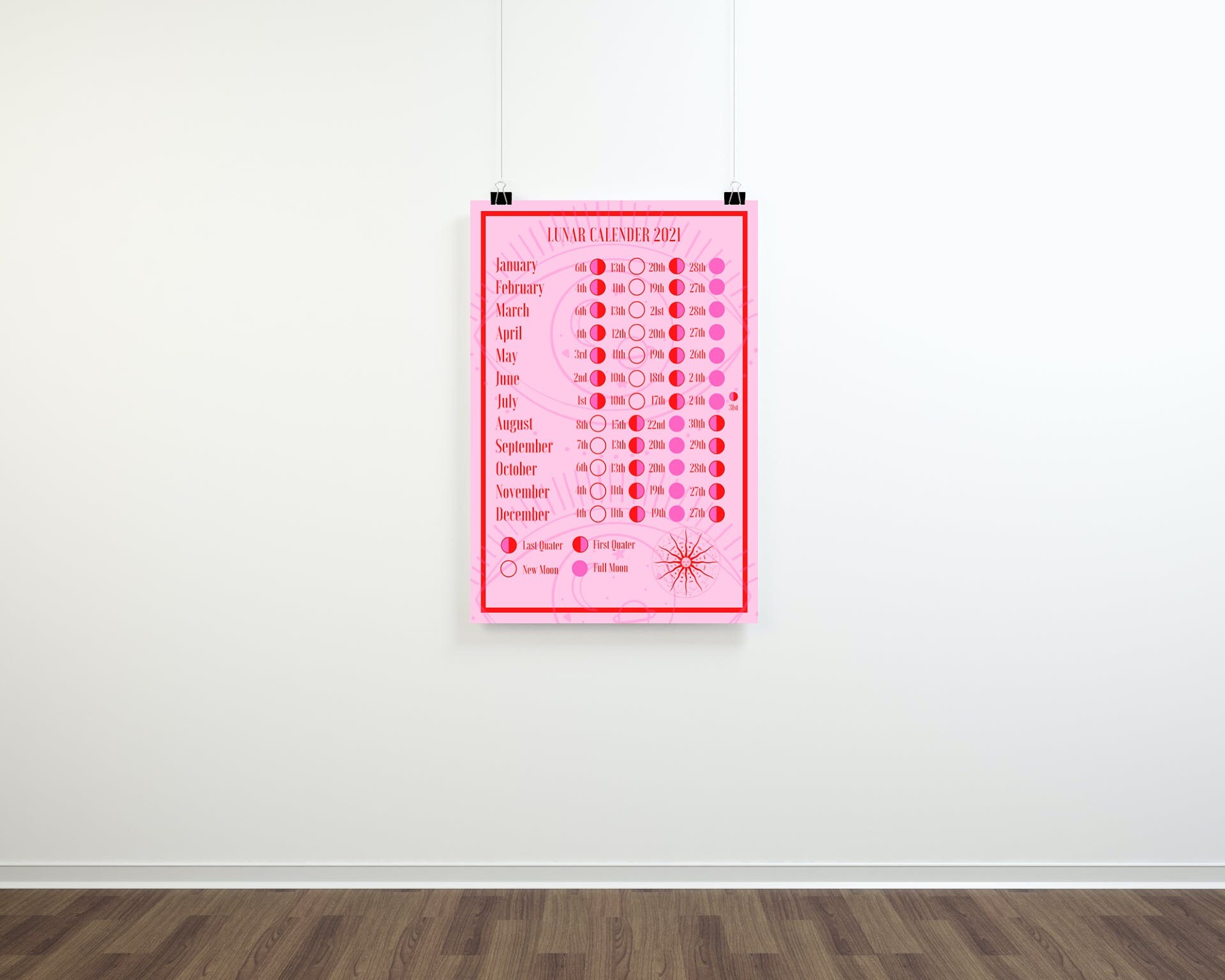 Digital Lunar Calendar 2021, Moon Phase Calendar, Moon Lunar Planner - Etsy