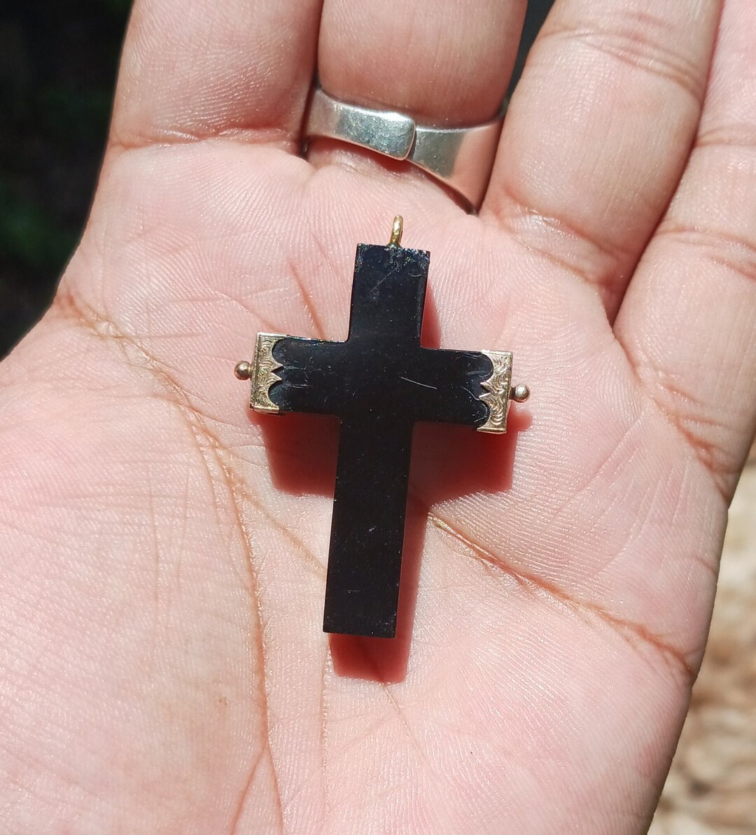 Victorian Jet Mourning Cross 14k - Etsy