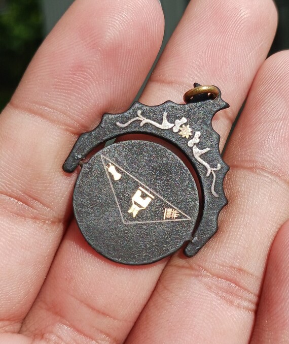 Victorian Masonic Secret Symbol Spinner Watch Fob Pen… - Gem