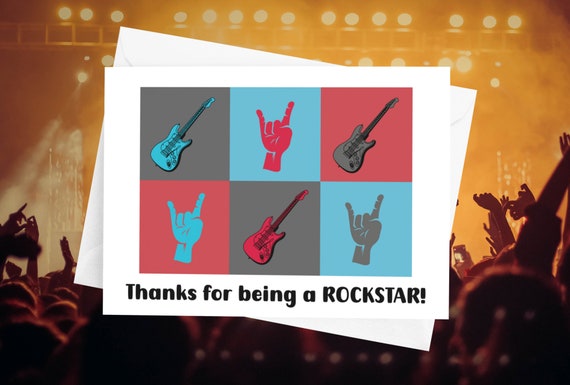 Printable Rockstar Thank You Card Bright Bold Trendy 5x7 - Etsy